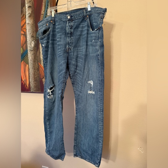 Levi's | Jeans | Levis 5 Jeans Button Fly Blue Denim Sz 42x30 Straight ...